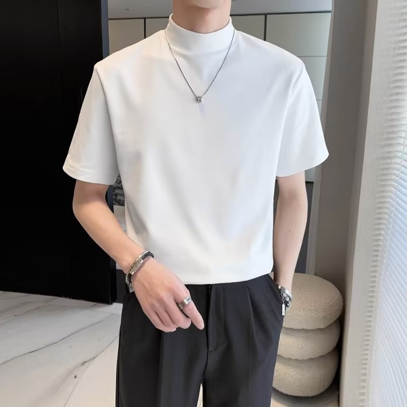 Light Mature Style Mens Wear High-End Inner Half-Sleeved T-Shirt Summer ...