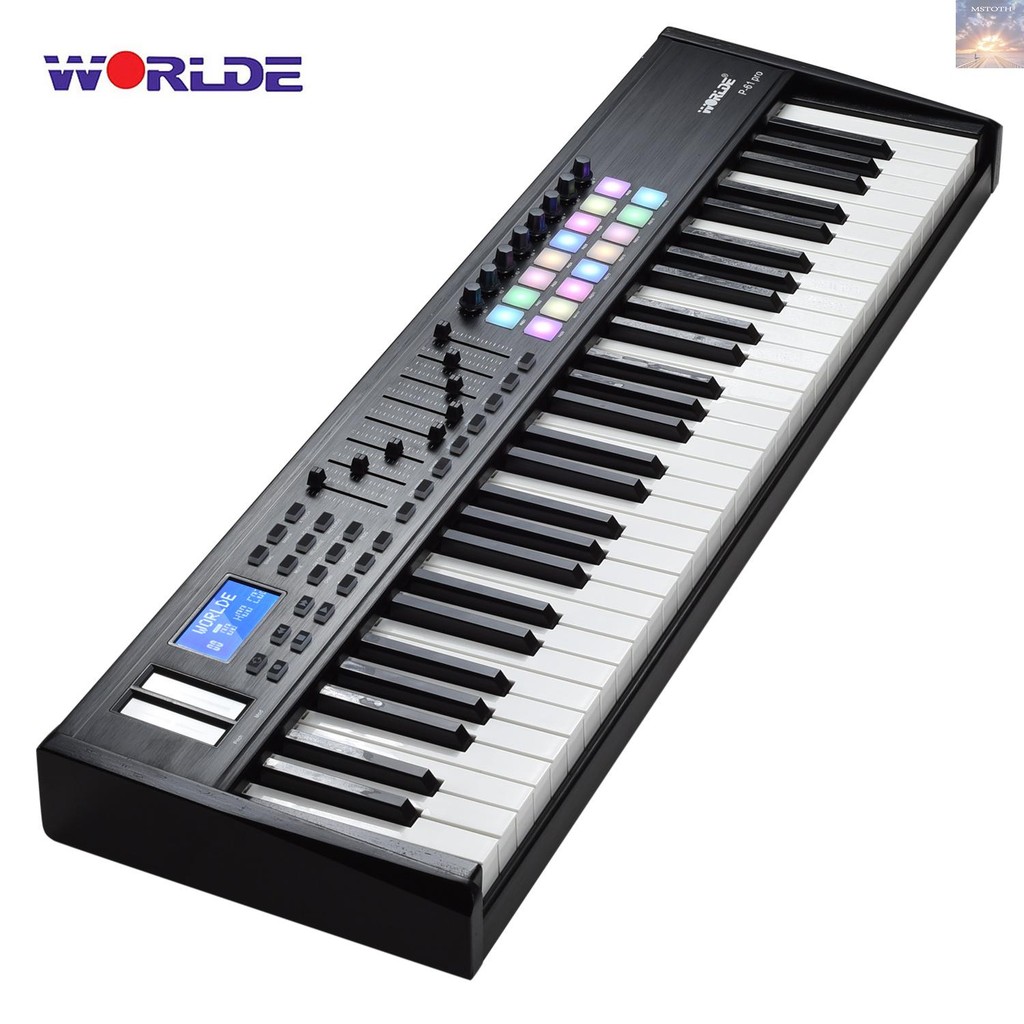 Worlde P-61 Pro 61-Key USB MIDI คีย์บอร์ดคอนโทรลเลอร์จอแสดงผล LCD 61 ...
