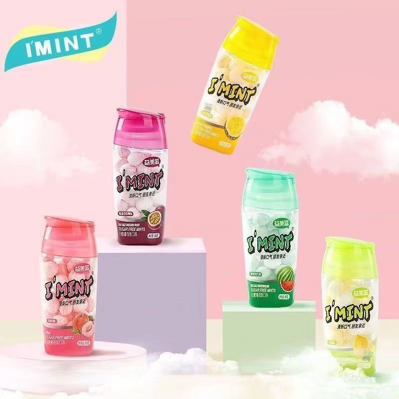 Influencer IMINT IMINT ลูกอมมิ้นต์ปราศจากน้ําตาล หมากฝรั่ง Fresh Breath Set 30g * 6 ขวดขนม Candy ...