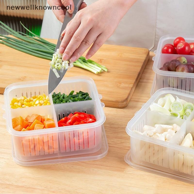 ใหม่wellknowncool 4 ตารางตู้เย็นกล่องเก็บตู้เย็นท่อระบายน้ําตะกร้าเนื้อ ...