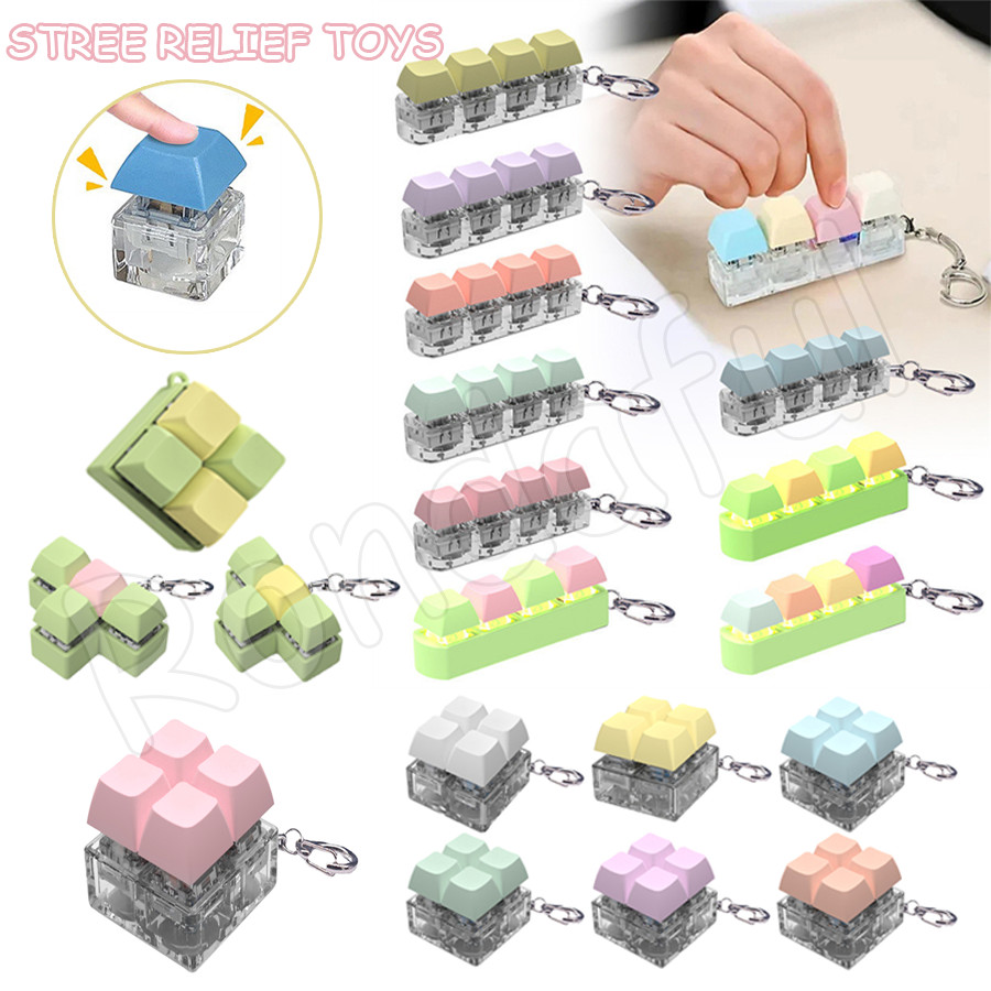 Keyboard Fidget Toy Keyring 4-Button Finger Keyboard Sensory Stress ...