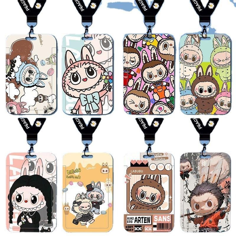 ตัวการ์ตูน Labubu Kids ID Business Badge Card Case Frame ABS พนักงาน ...