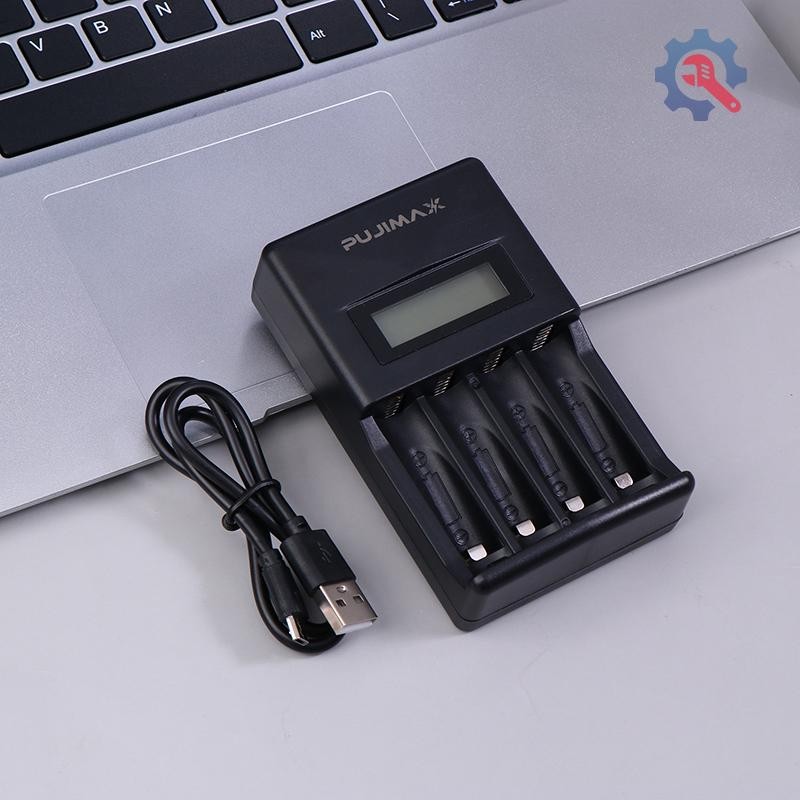 [GEX] Aa/aaa เครื่องชาร์จแบตเตอรี่แบบชาร์จไฟได้จอแสดงผล LCD อะแดปเตอร์แบบพกพาสาย USB อินเทอร์เฟซ ...