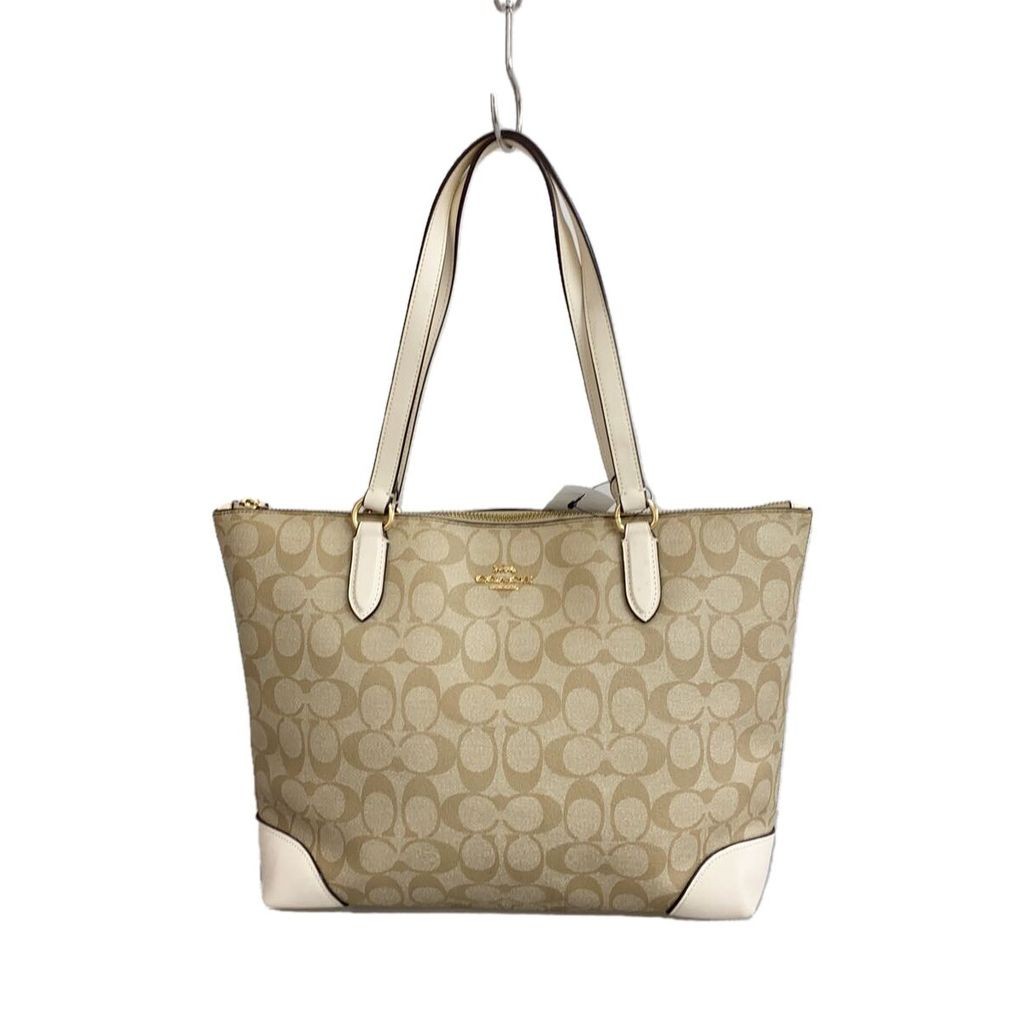 Coach tote bag bag_signature leather BEG ลายรวม ส่งตรงจากญี่ปุ่น มือสอง ...