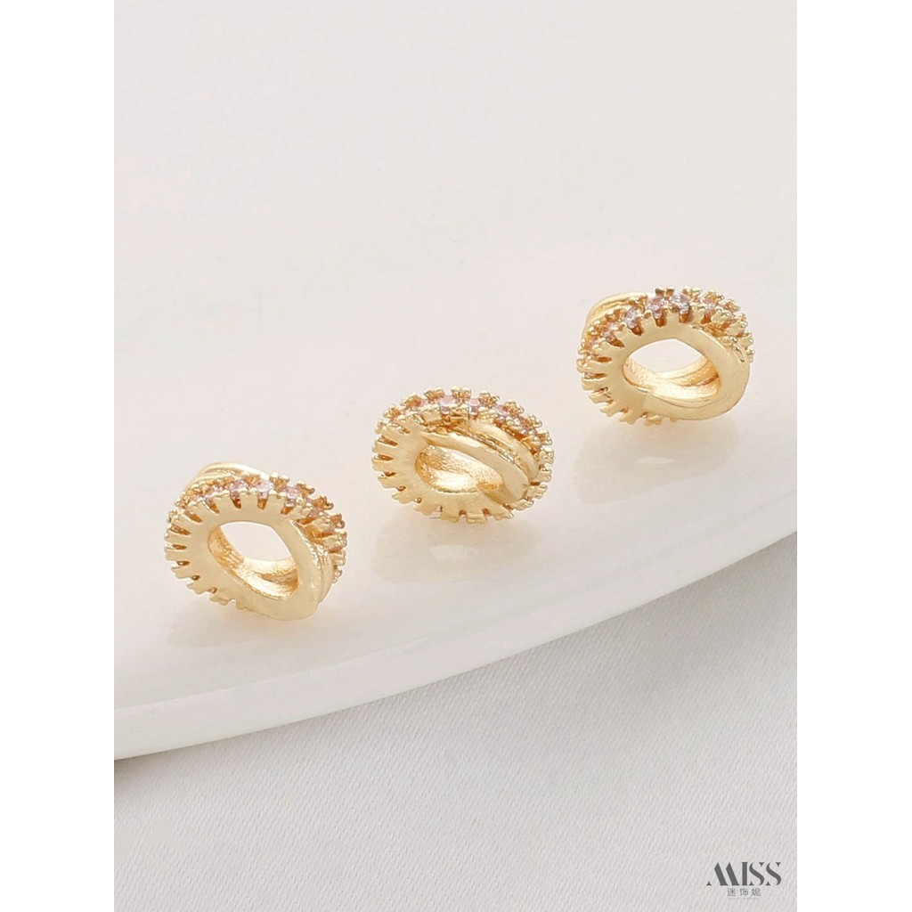 Spacer แหวนปมลูกปัด diy 14K Gold-clad Color Retention เพทายฝังไมโคร | Shopee Thailand