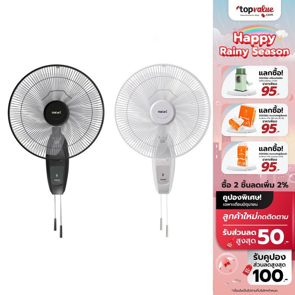 HATARI พัดลมติดผนัง 16 นิ้ว รุ่น HT-W16M6 (หลากสี) | Shopee Thailand