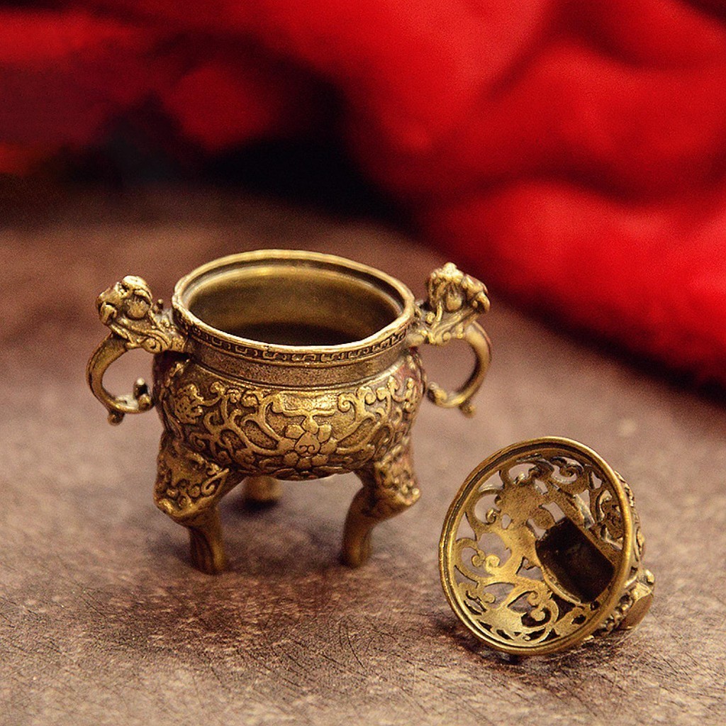 [lzdjhyke2yi] Kirin Carved Burner ทองเหลืองจีน Censer สําหรับโต๊ะโยคะ ...