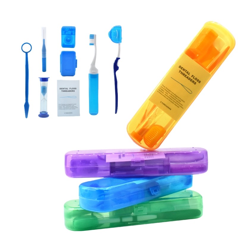 8 ชิ้นแบบพกพาจัดฟัน Oral Care Kit กรณี Braces Care ชุดเดินทางสําหรับทํา ...
