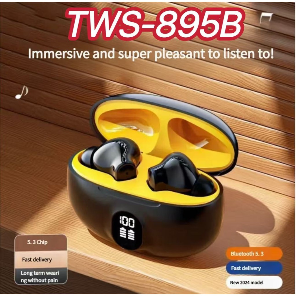 หูฟั้งบลูทูธ มาพร้อมจ้อLEDกับไมค์ในตั๋ว TWS-895B บลูทูธTWS5.4 HiFi ...
