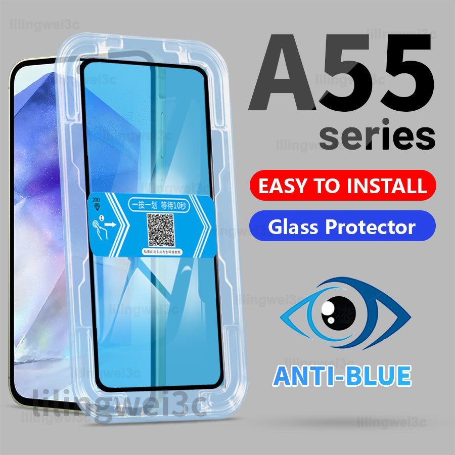 ฟิล์มกระจกนิรภัยกันรอยหน้าจอ แบบเต็มจอ กันแสงสีฟ้า สําหรับ Samsung Galaxy A55 A35 A25 A15 A05S ...
