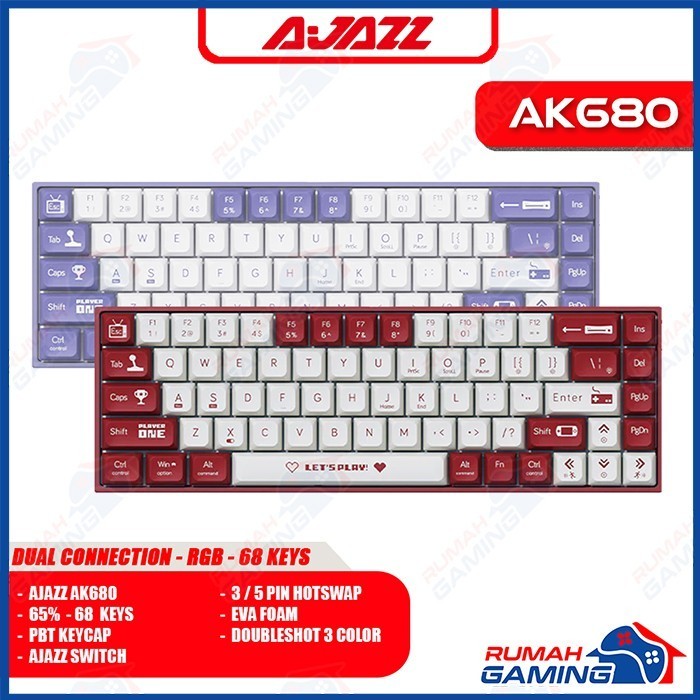 คีย ์ บอร ์ ดเชิงกล - AJAZZ AK680 - 65 % - 2 โหมด - RGB - HOTSWAP | Shopee Thailand