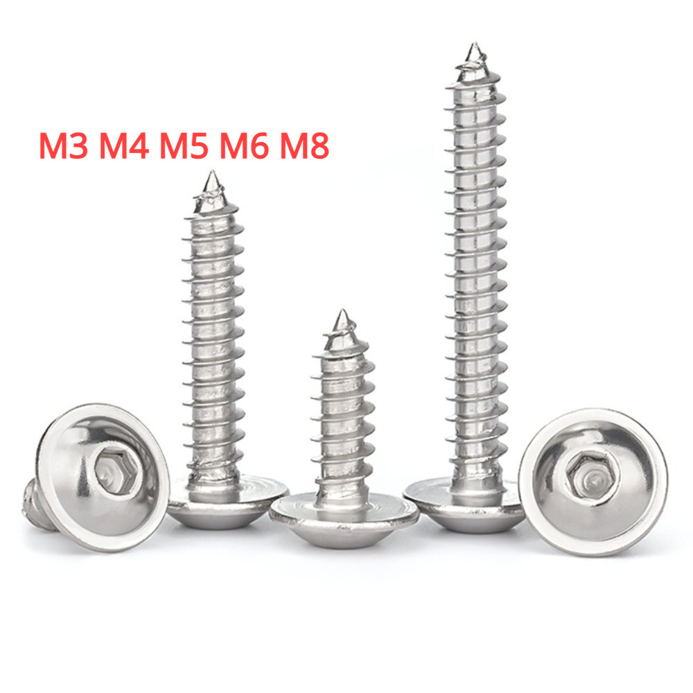 [YHM1] สกรู น๊อต สกรูปลายแหลมหัวนูน หัวP หัวเวเฟอร์ เจาะไม้ ปลายแหลมคม เบอร์ สแตนเลส 304 ...