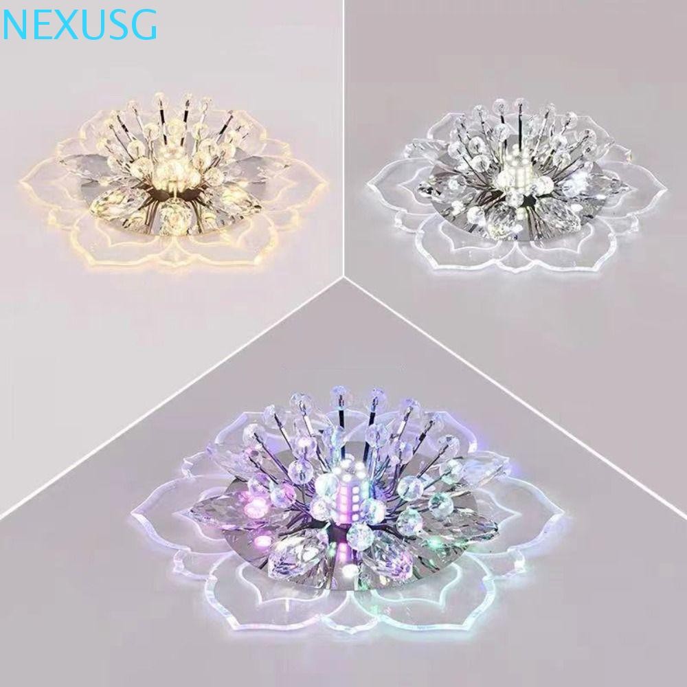 Nexusg โคมไฟเพดาน LED, กลีบคริสตัลโมเดิร์นคริสตัลดอกไม้โคมระย้า, ตกแต่งบ้าน 9W Creative จี้โคมไฟ ...