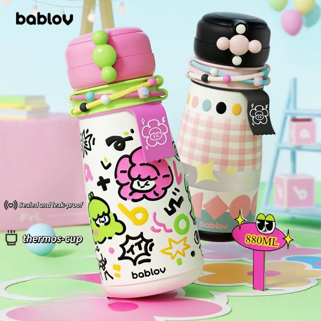 【LUCKY】Bablov แก้วกระติกน้ําร้อน 316 สแตนเลส ถ้วยพกพาความจุขนาดใหญ่ ถ้วยฟาง ฝาถ้วยดื่มสองชั้น ...