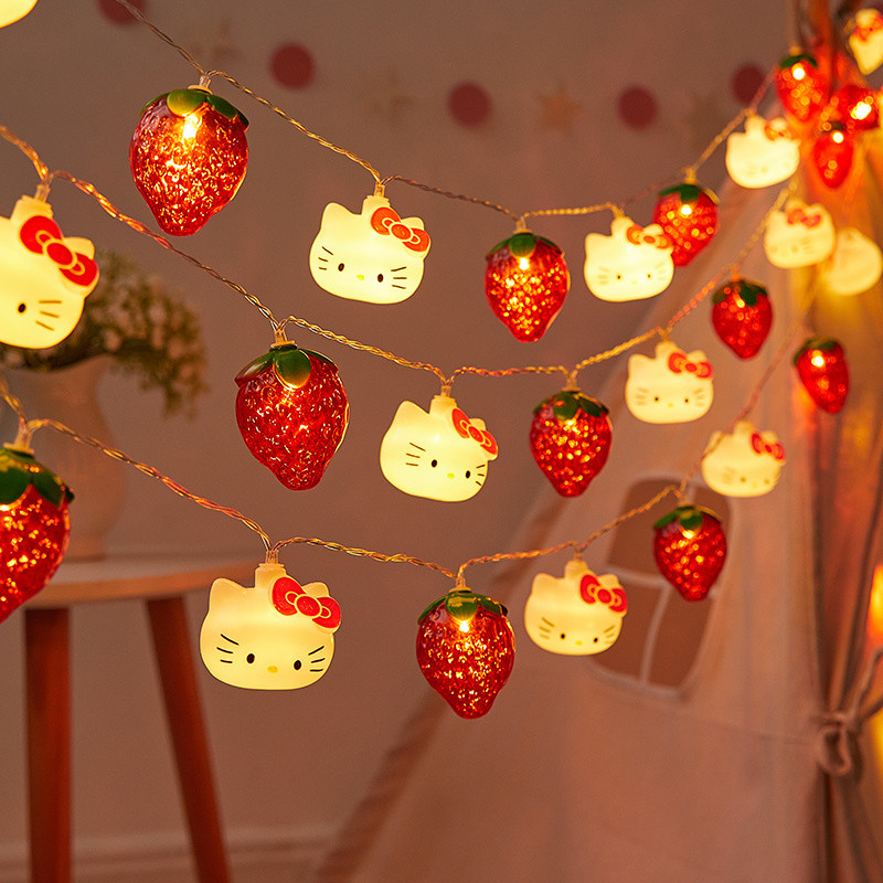 Hello Kitty Spring Breath Strawberry String Lights KT Cat Lanterns ...