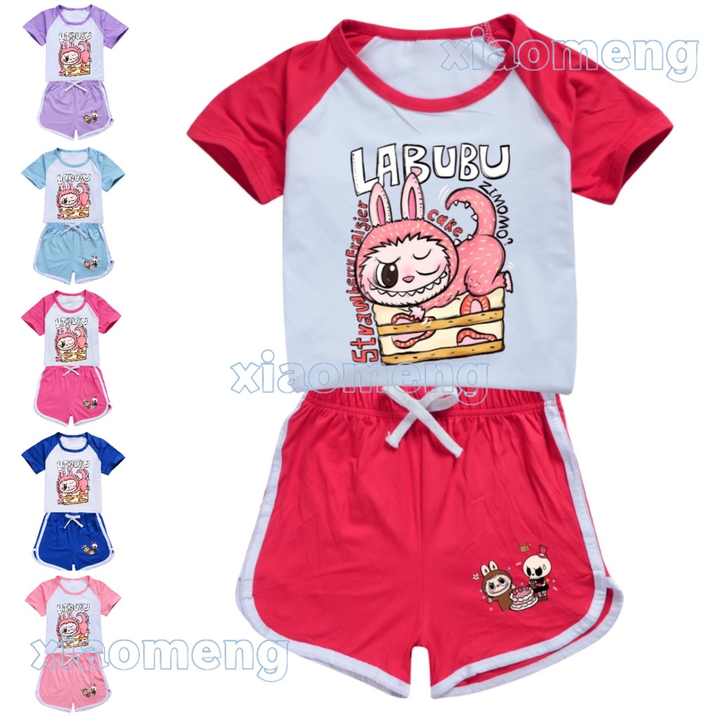 labubu clothes popmart shirt and shorts set for kids A7 | Shopee Thailand