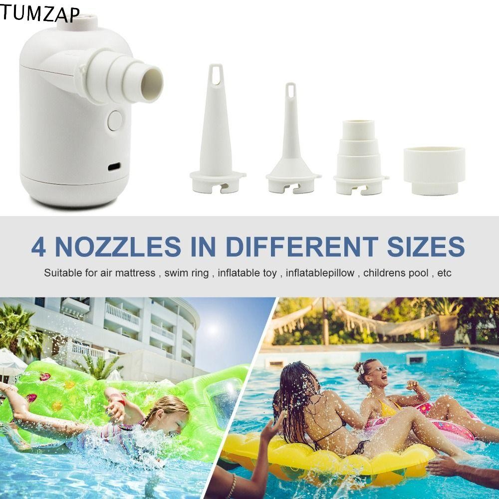Tumzap ปั๊มลมไฟฟ้า, ชาร์จ USB พร้อมขั้วต่อ 4 ตัวปั๊มลม, เครื่องสูบลม/เครื่องขยาย DC 5V แบบพกพาทน ...
