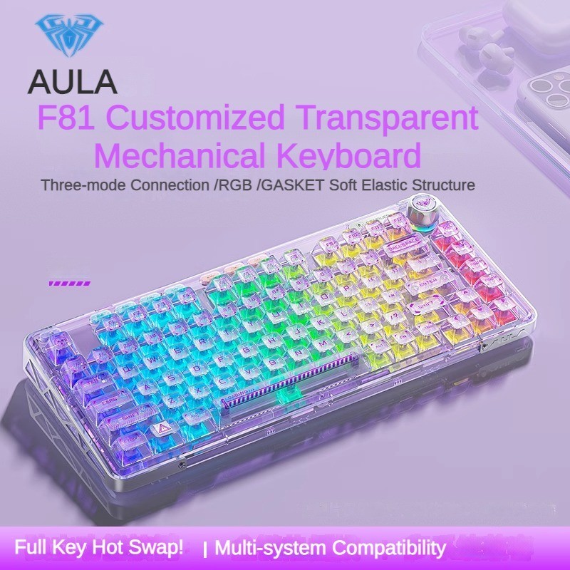 มาใหม่ 2024!Aula F81 คีย์บอร์ดบลูทูธไร้สาย 2.4G RGB 75% พร้อม E-sports ...