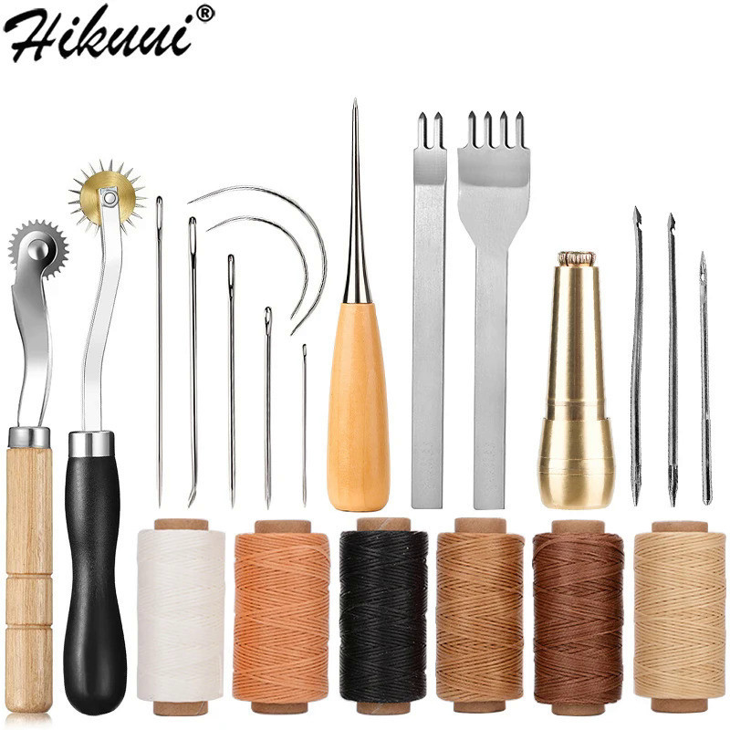Leather Sewing Needles Waxed Thread Kit Handmade Stitching Tool For DIY ...