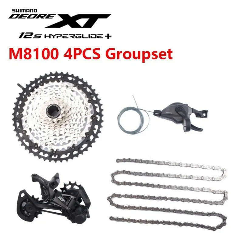 SHIMANO DEORE XT M8100 4pcs groupset Shifter LEVER CHAIN 45T/51T CASSETTE M8100/M8120ด้านหลัง ...