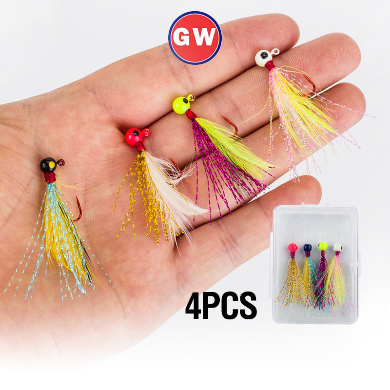 4 ชิ้น/กล่อง Fly Fishing Lures Mini Jig Heads Ball Head Fishing Hooks 0 ...