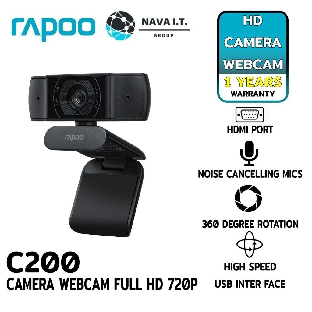 ⚡️กรุงเทพฯด่วน1ชั่วโมง⚡️ RAPOO C200 กล้องเว็บแคม HD CAMERA WEBCAM กล้อง ...