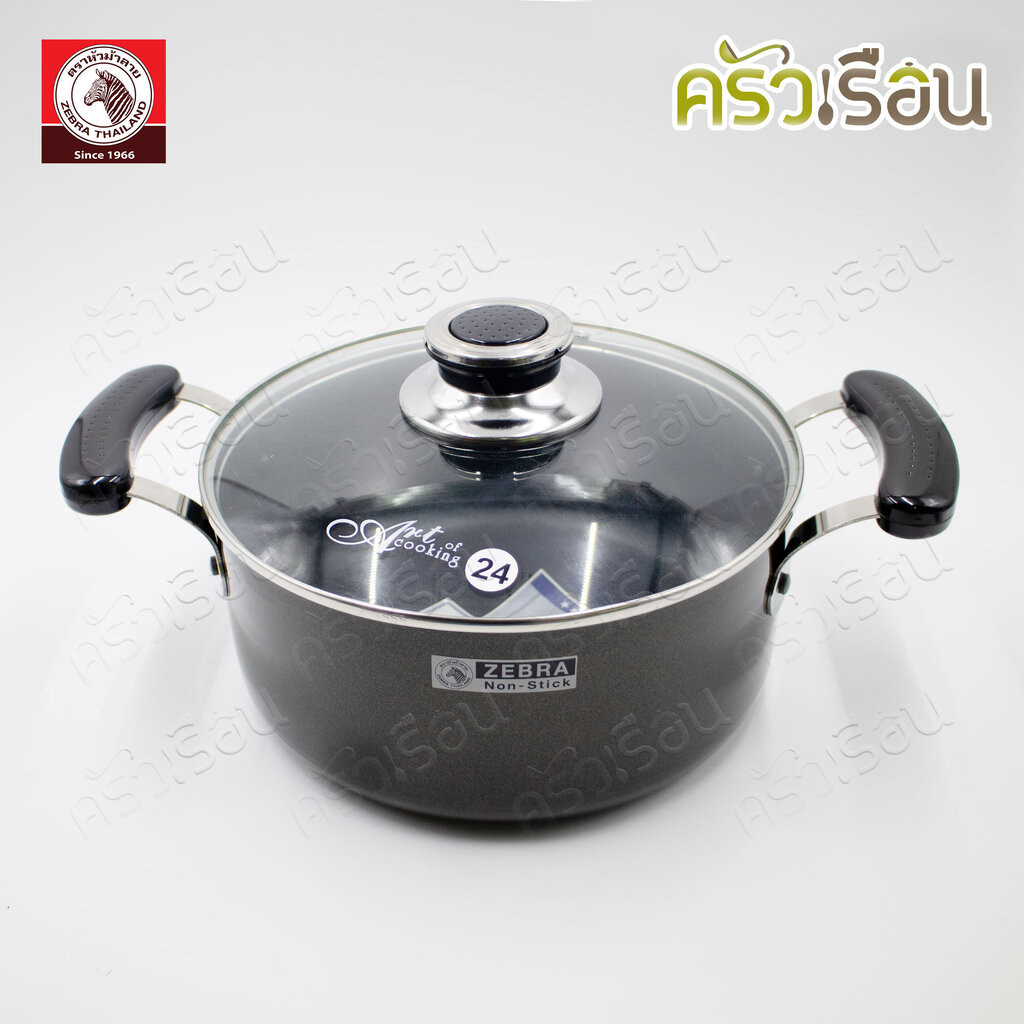 ZEBRA หม้อหุงต้ม Platinum Chef IH 24 ซม. ตราหัวม้าลาย 161094 หม้อนอนสติ๊ก Non stick หม้อเคลือบเท ...