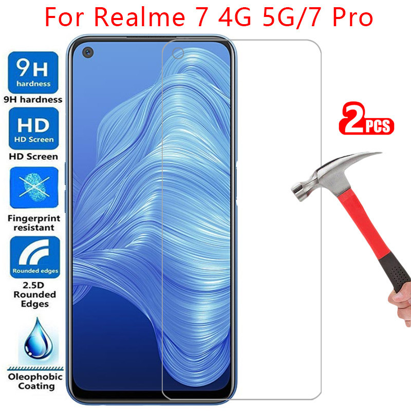 กระจกนิรภัยป้องกันหน้าจอสําหรับ realme 7 pro กรณีบน realmi 7pro ป้องกัน ...