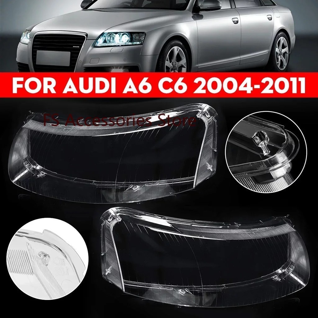 ไฟหน้า ABS ฝาครอบโคมไฟไฟหน้ากระจกไฟหน้าสําหรับ Audi A6 C6 A6L 2004 2005 2006 2007 2008 2009 2010 ...