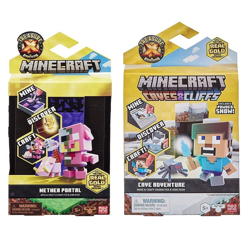 Minecraft Blind Box ของแท้ Treasure x MC ตัวละครสตีฟของเล่นดาบบล็อกตัว ...
