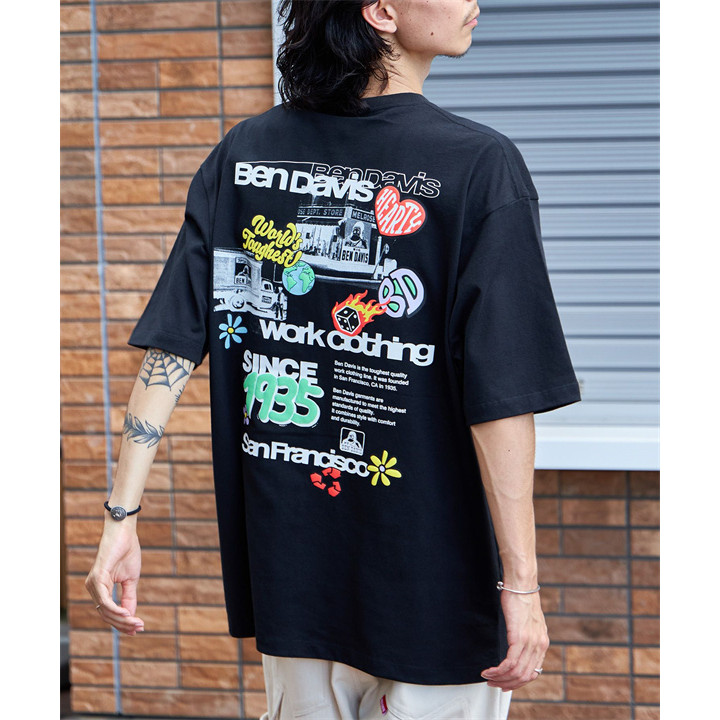 Ben DAVIS STICKER เสื้อเชิ้ตแขนสั้นคุณภาพพรีเมี่ยมพิมพ์ลายย้อนยุค ...