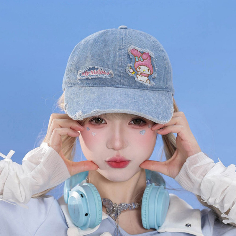 # Anth Beauty# Sanrio Hello Kitty Denim Baseball Cap Kuromi Melody ...