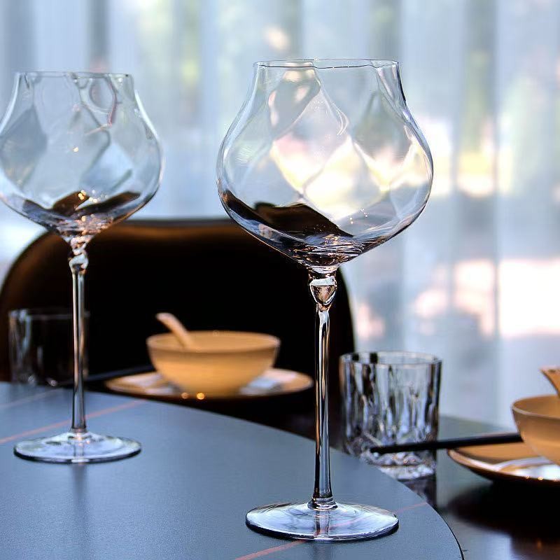 High-value Big Belly คริสตัล Burgundy Goblet Handmade แก้วคริสตัลแก้ว ...
