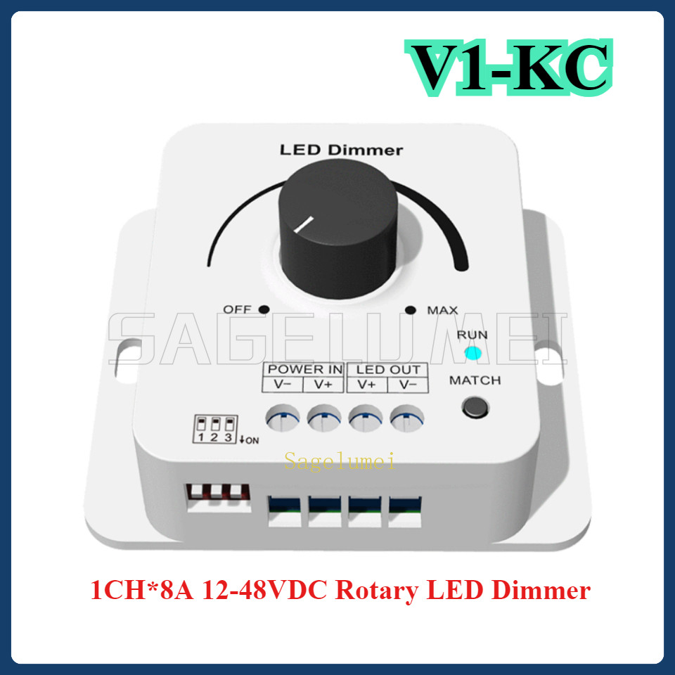 V1-kc 1CH*8A 12V-48VDC Rotary LED Dimmer 24V Controller PWM ความถี่ ...