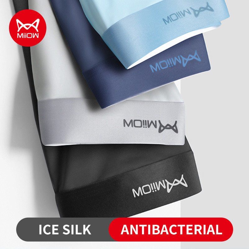 Miiow กางเกงบ็อกเซอร์ขาสั้น ผ้าเรยอน ระบายอากาศ ป้องกันแบคทีเรีย 3A สําหรับผู้ชาย 4 ชิ้น ...