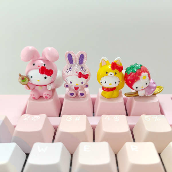 keycaps คีย์แคปไทย คีย์แคป Hello Kitty Hello Kitty Cat Keycaps KT Cat บุคลิกภาพ R4 โปร่งแสง ...