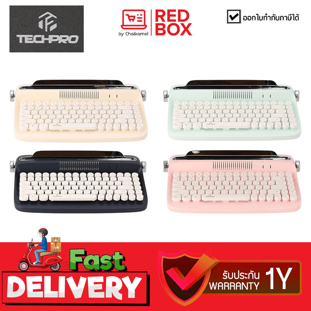 คีย์บอร์ดไร้สาย TECHPRO Retro Mini Bluetooth (84Keys) B303 / รับประกัน 1 ปี Wireless Keyboard ...