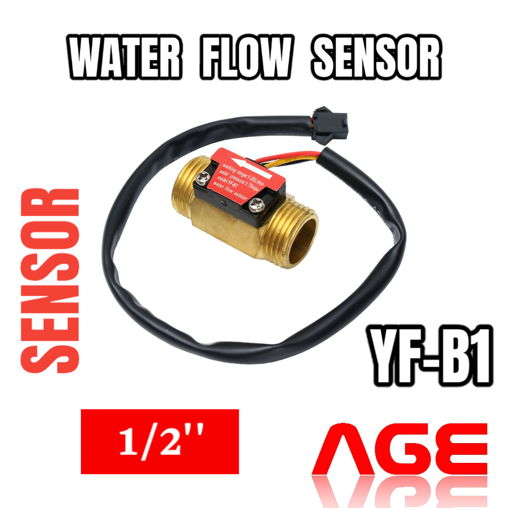 Flow Sensor G1/2' Water Flow Hall Sensor 1-25L/min YF-B1 เซนเซอรวัด ...