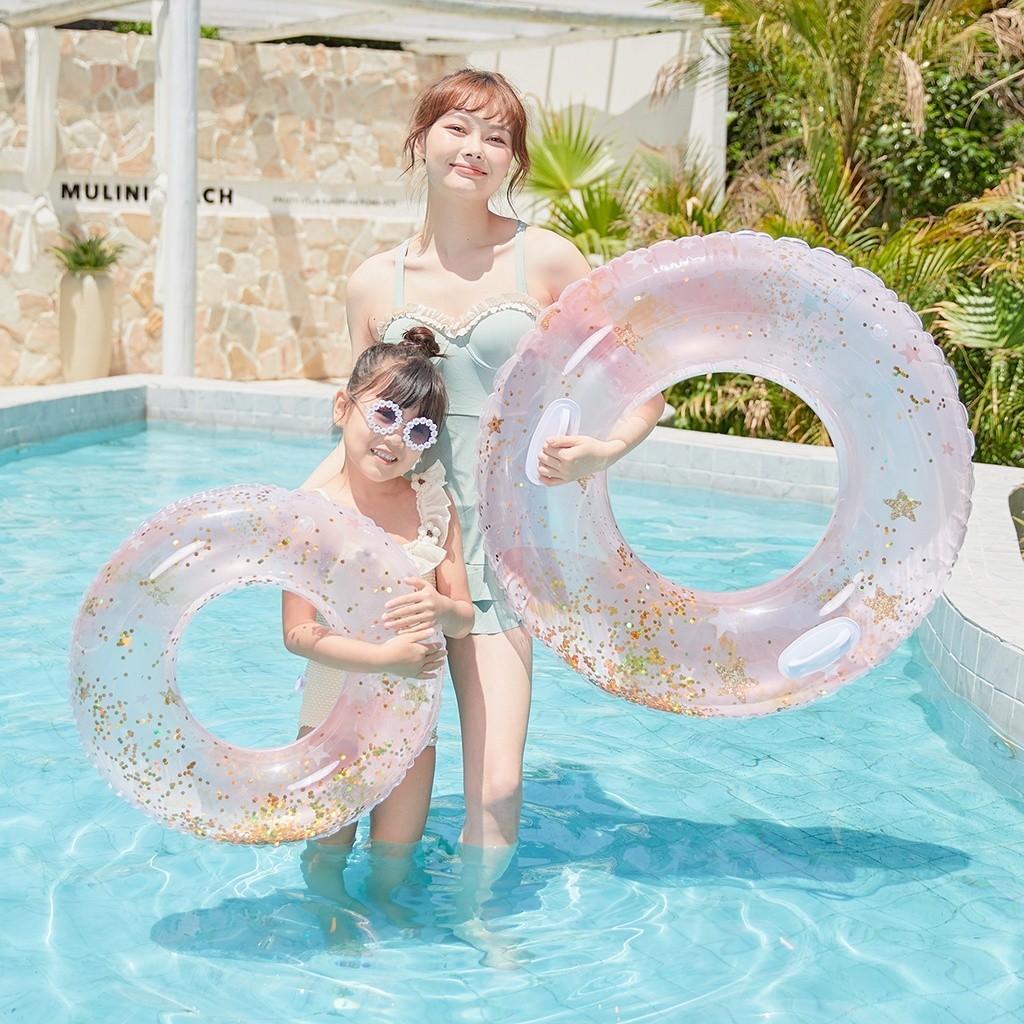 Sequined Pink Round Inflatable Swimming Ring for Adult Kids Swimming ...