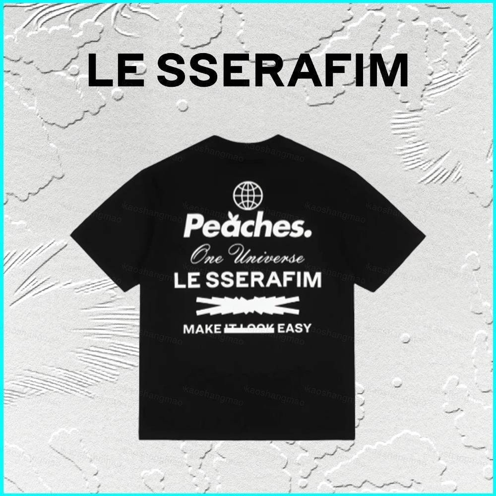Qw LE SSERAFIM LSF X Peaches 3D เสื ้ อยืดฤดูร ้ อน SAKURA KIM CHAEWON ...