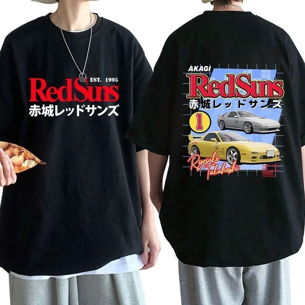 ใหม่ เสื้อยืด พิมพ์ลายอนิเมะ Initial D Ae86 Drift Akagi Redsuns Takumi Fujiwara R34 Skyline Gtr ...