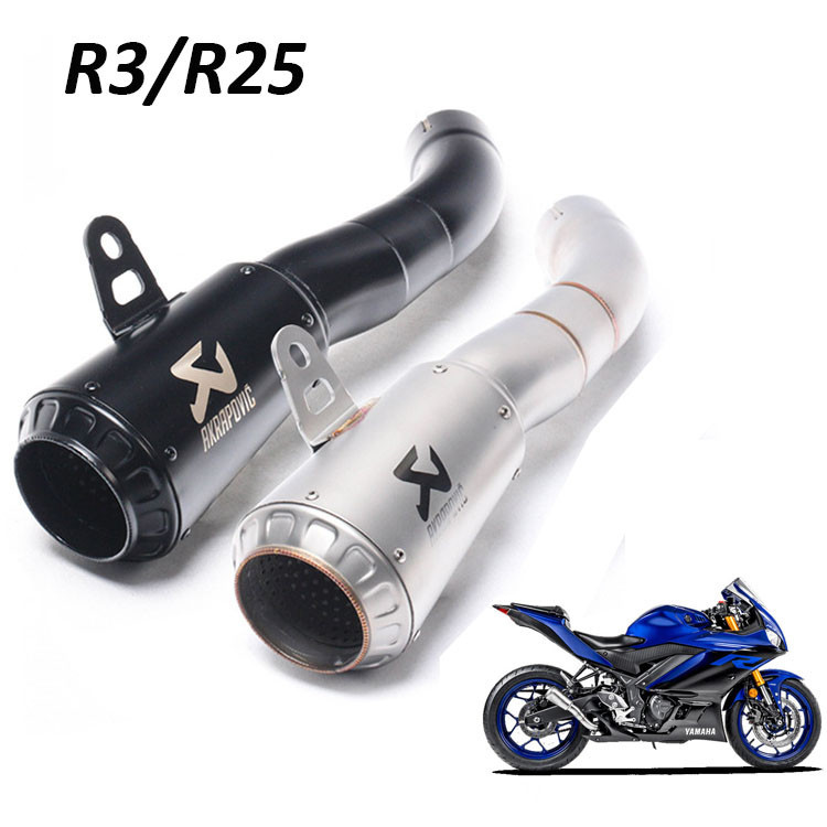 สแตนเลสรถจักรยานยนต์ไอเสียกลาง Link ท่อสําหรับ YZF-R3 R25 MT-03 ปลายท่อ ...