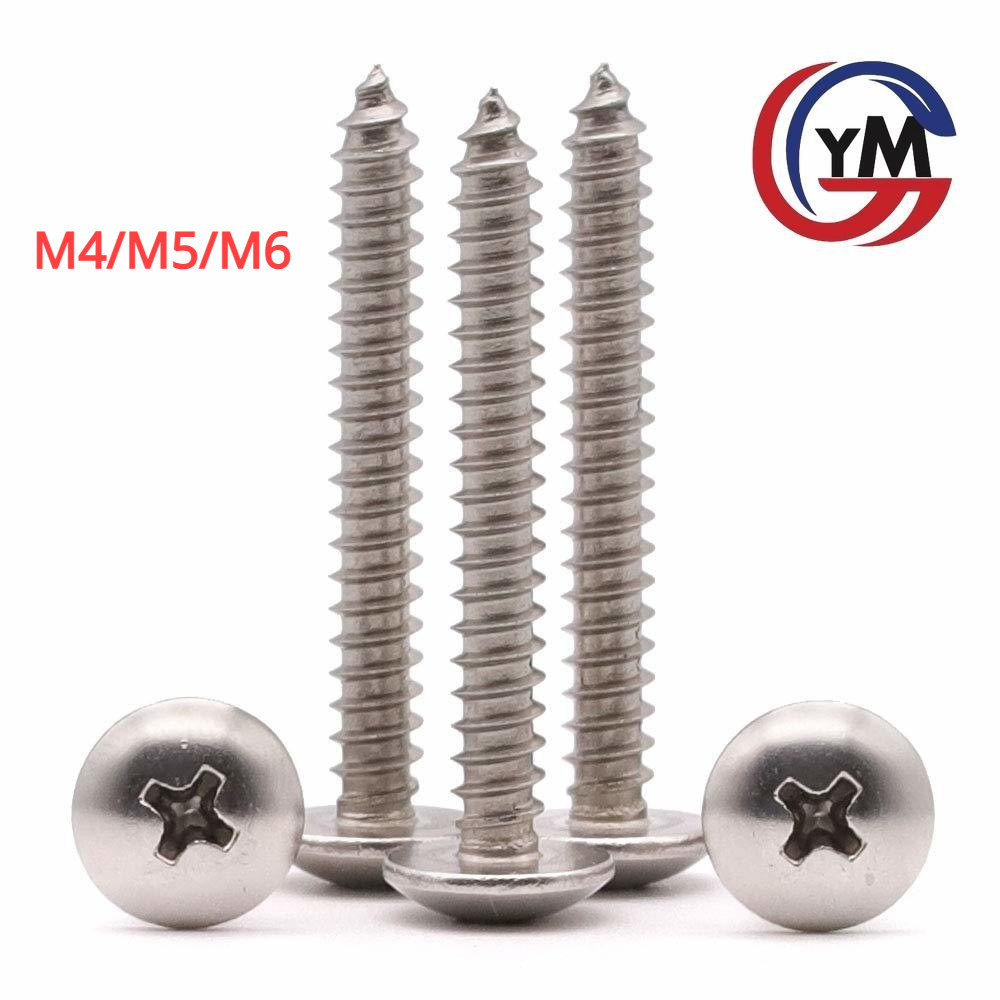 [YHM1] M4/M5/M6 น็อต สกรู หัวร่ม หัวกระทะ แฉก T+ สแตนเลส 304 เกลียวปล่อย M5 / Truss an Head ...