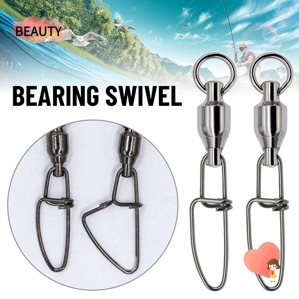 Beauty 10 ชิ้น/แพ็คแบริ่งหมุนแหวนเชื่อมต่อ Lure แหวนเชื่อมต่อสแตนเลส Hooked Snap Rolling ...