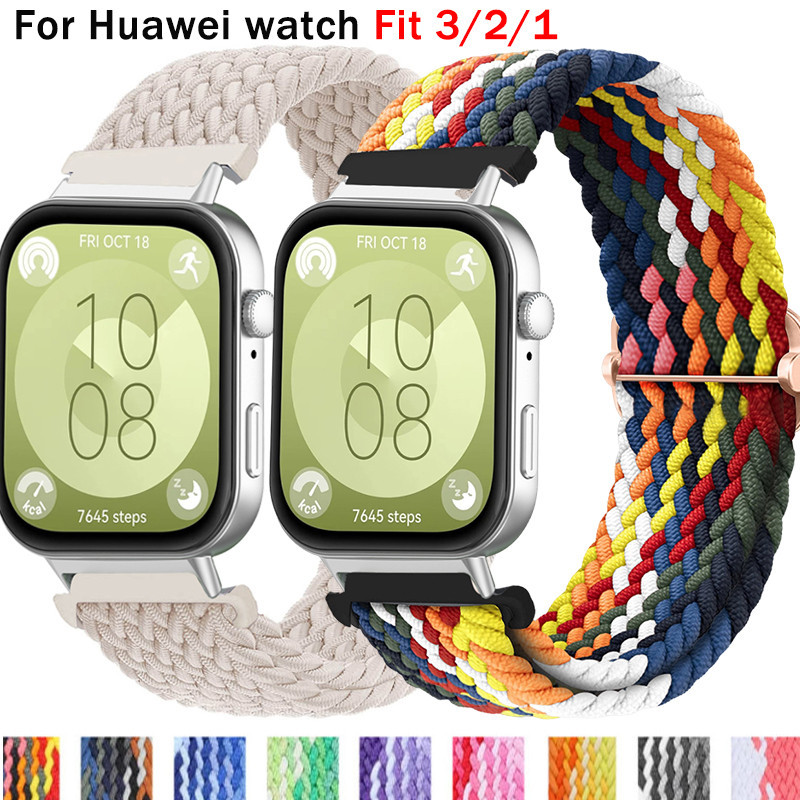 สายถัก Solo Loop สําหรับ huawei watch Fit 3/2/1 อุปกรณ์เสริมปรับกีฬา ...