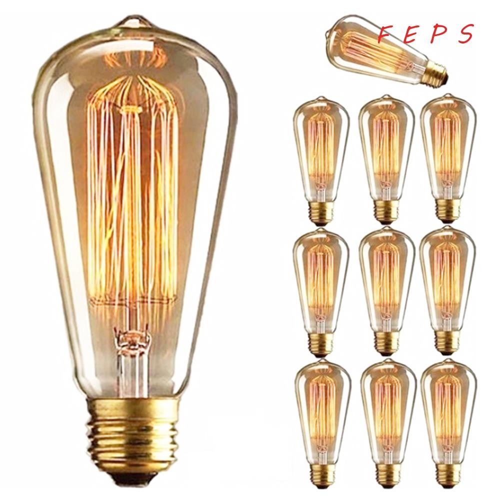 Feps 1 PC Filament E27 ตัวเชื่อมต่อสกรูสีขาวอบอุ่นแก้วหลอดไส้บอลโบราณ | Shopee Thailand