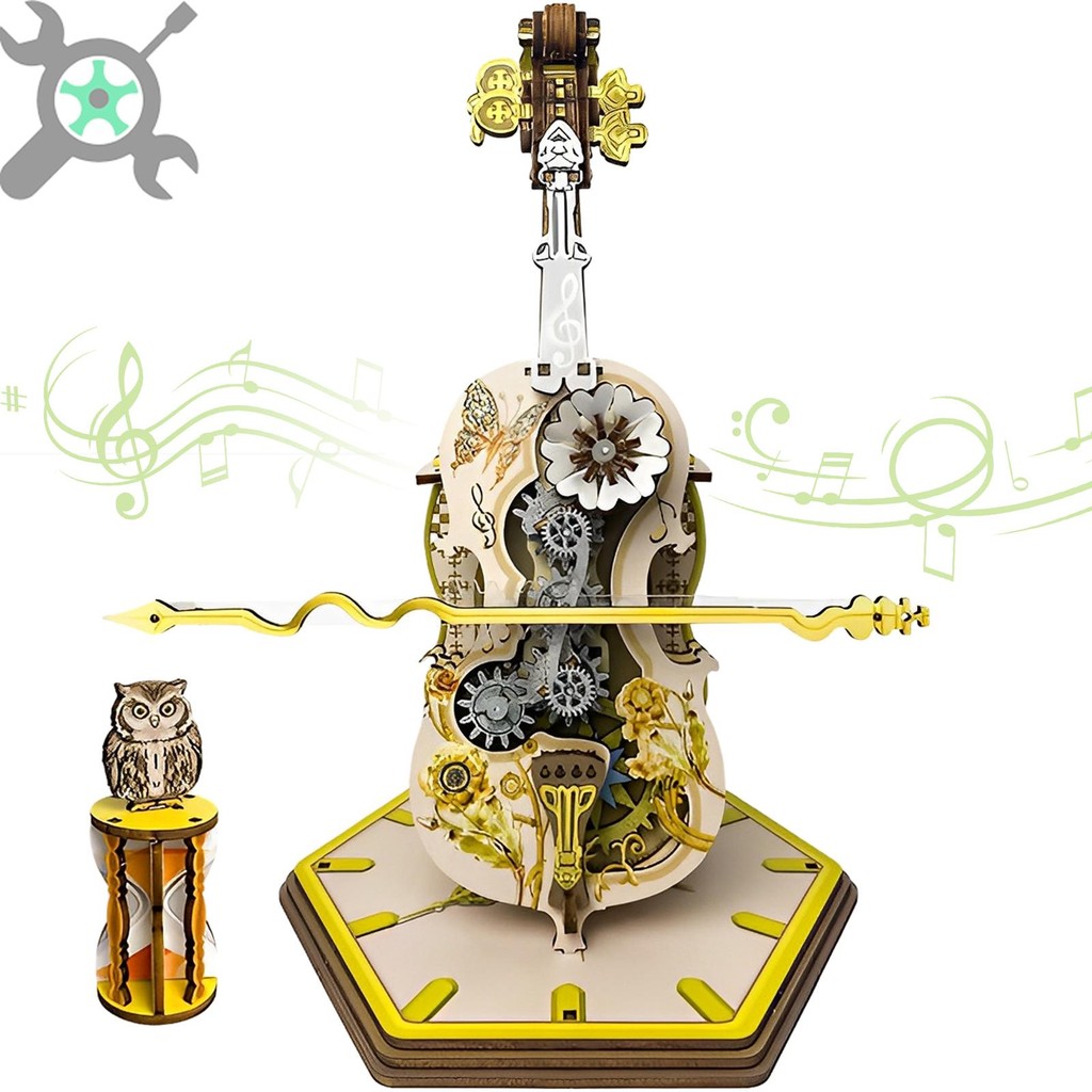 3d Cello ปริศนาไม้ Cello ชุดฐาน DIY Music Box Building Kit 25.7x17.8x14 ...