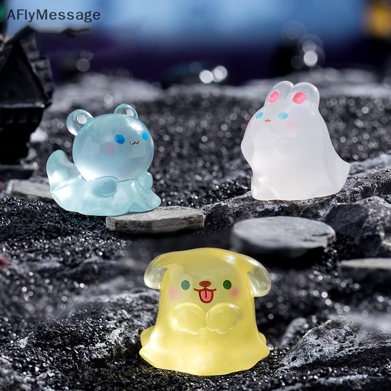 Afl 10 ชิ้นการ์ตูน Miniature Luminous สัตว์ Ghosts ตุ๊กตาเรซิ่น Charms ...