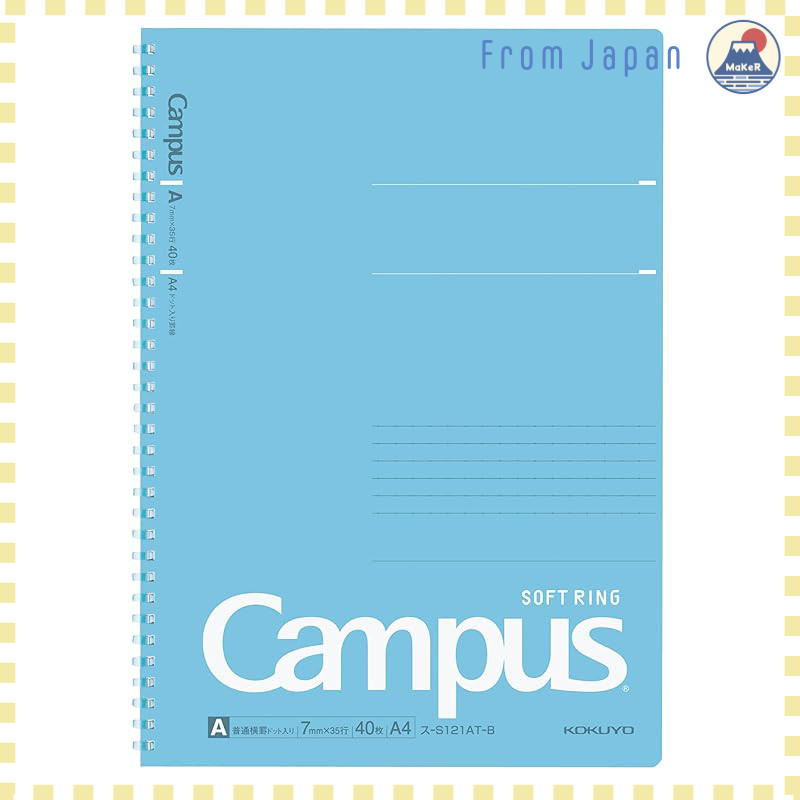 KOKUYO Campus Soft Ring Notebook - Dot A Format, 40 Sheets, B5/A4 Size, Set of 3/5, Various ...