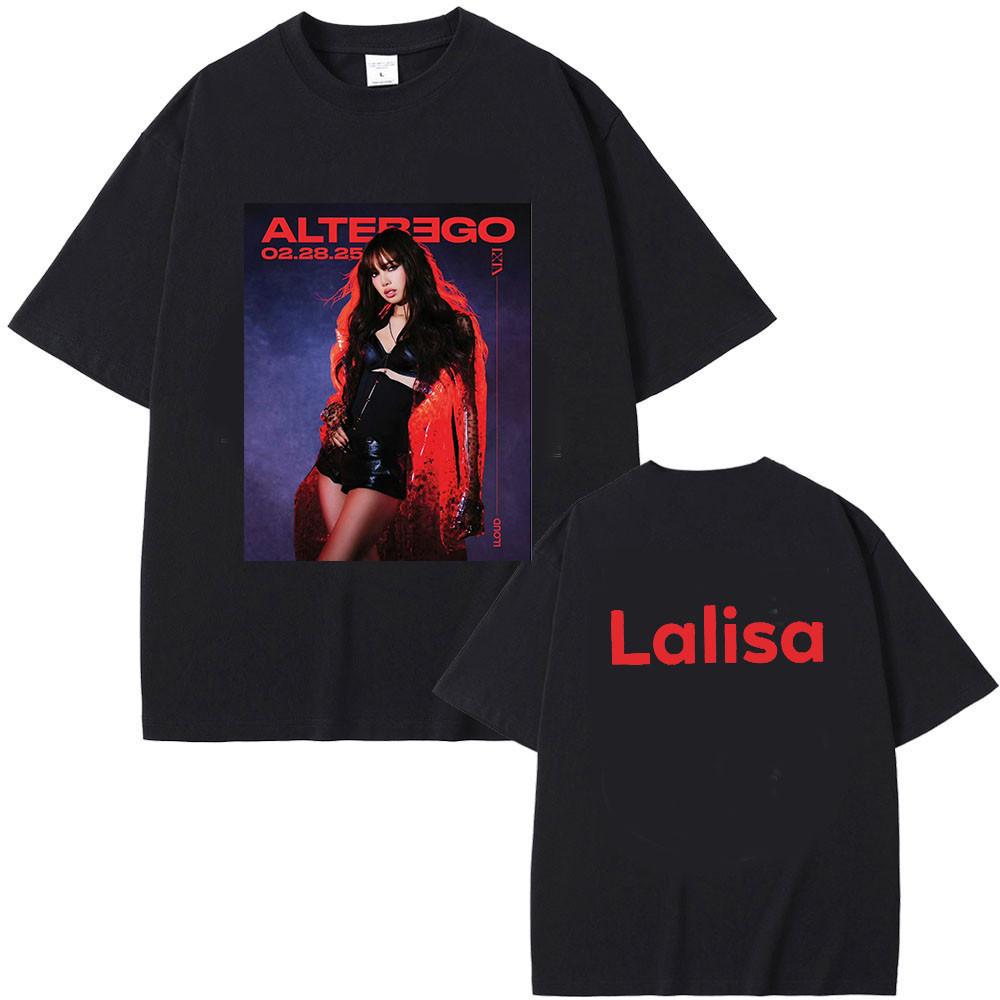 2025ใหม่LISA T-SHIRT อัลบั้มใหม่《AlterEgo》เสื้อยืดผ้าฝ้ายแท้blackpink ...